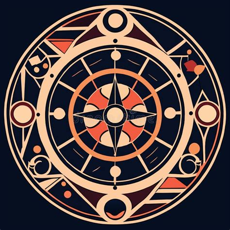 Vector Illustration Of A Compass On A Dark Blue Background With Stars