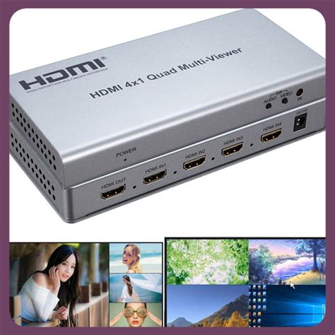 HDMI 4X1 Multi Viewer Switcher 1080P ไรรอยตอ Quad Screen Real Time Multi Viewer Splitter 4 In