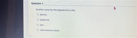Solved Question 1another Name For The Hypodermis Is