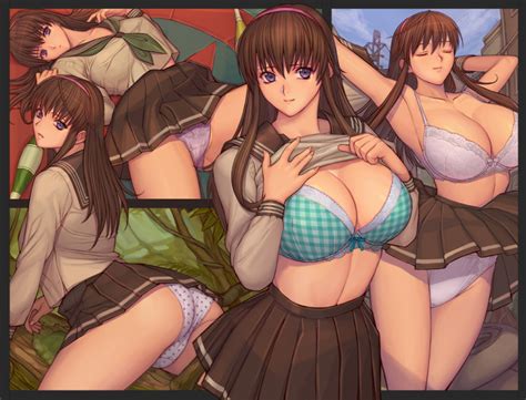 Rule 34 Bra Breasts Brown Hair Brown Skirt Dead Or Alive Female Hitomi Doa Huge Breasts