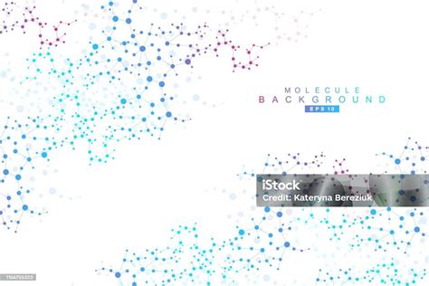 구조 분자 및 통신 Dna 원자 뉴런 설계를 위한 과학적 개념 점으로 연결된 선 의료 기술 화학 과학 배경 벡터 그림입니다 3차원 형태에 대한 스톡 벡터 아트 및 기타