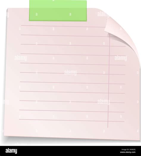 Lined Memo Note Realsitic Paper Note With Curled Corner Stock Vector Image And Art Alamy