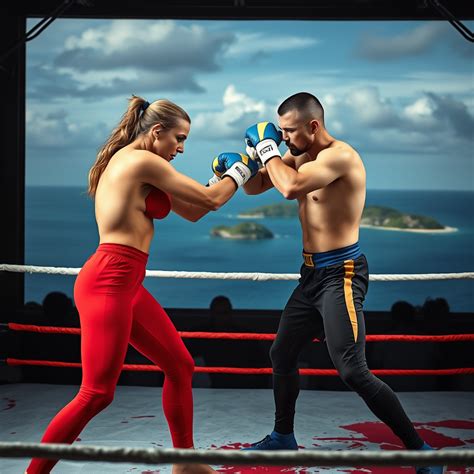 Topless Very Busty Bareknuckleboxing Woman Hits Ma By Blackbaron3d On