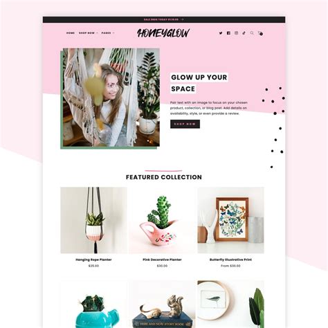 Feminine Shopify Theme Honey Glow Shopify Template Bright Pink Boutique Website Design Etsy