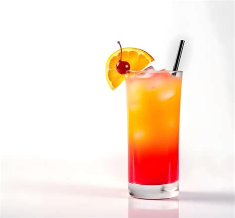 Tequila Sunrise Cocktail On White Background With Copy Space Ai Generated Premium Ai Generated