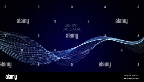 Wave Array Of Shining Dots Wave Of Dynamic Particles Flows Through The