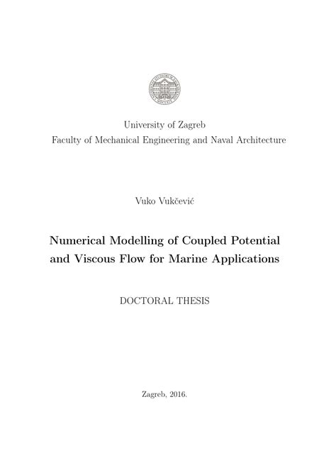 Pdf Numerical Modelling Of Coupled Potential And Viscous Flow For