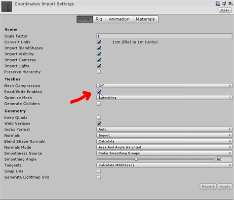 Meshisreadable Is False Although Readwrite Enabled Is True