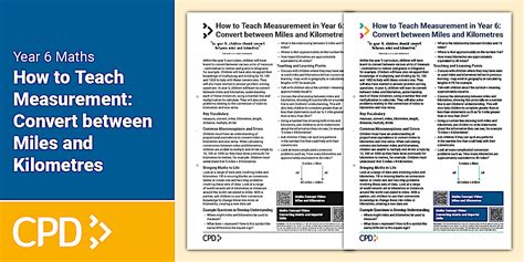 How To Teach Measurement In Year 6 Convert Between Miles And Kilometres