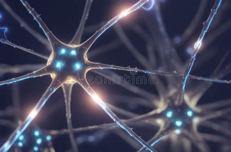Microscopic Brain Cellsglowing Synapses And Dendrites Under Microscope Generative Ai Stock