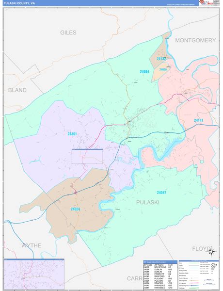 Pulaski County Va Wall Map Color Cast Style By Marketmaps Mapsales