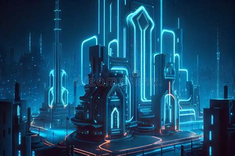 Future Digital Technology City Created With Generative Ai Stock Illustration Illustration Of