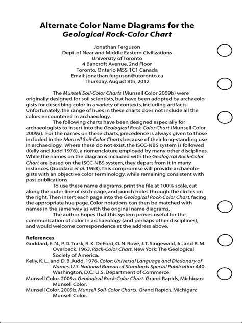 Color Name Diagrams For The Geological Rock Color Chart Pdf Green