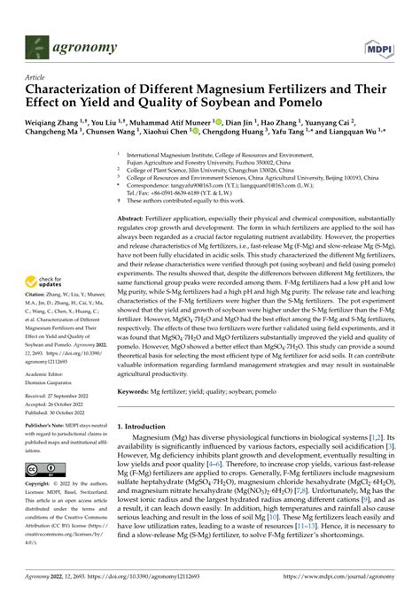 Pdf Characterization Of Different Magnesium Fertilizers And Their