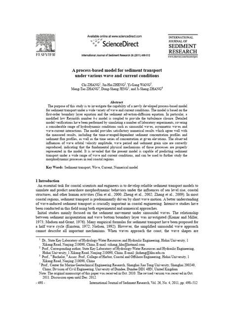 A Process Based Model For Sediment Trans Pdf Turbulence Fluid