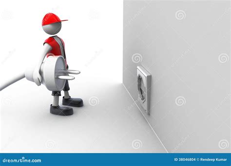 носить человека 3d и электрическая штепсельная вилка Иллюстрация штока иллюстрации