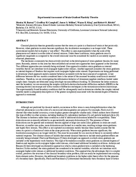 Pdf Experimental Assessment Of Strain Gradient Plasticity