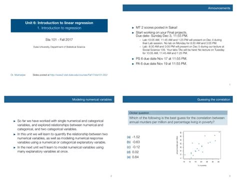 Ppt Unit 6 Introduction To Linear Regression Mt 2 Scores Posted In