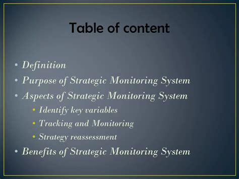 Strategic Monitoring System Ppt Business Business And Finance