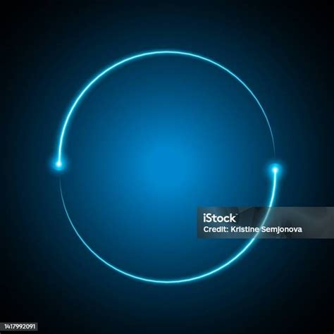 파란색 둥근 빛나는 테두리 네온 프레임 벡터 일러스트레이션 0명에 대한 스톡 벡터 아트 및 기타 이미지 0명 간판 검은색 Istock
