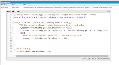 display results when using a map to store increments per industry