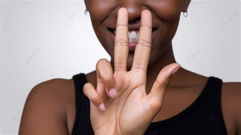 Black Lady Making The Finger Waving Sign Background How Are You In