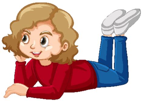 Happy Girl Laying Down On White Background Clipart Eps10 Lay Down
