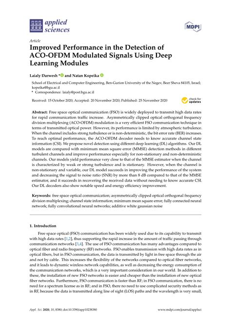 Pdf Improved Performance In The Detection Of Aco Ofdm Modulated