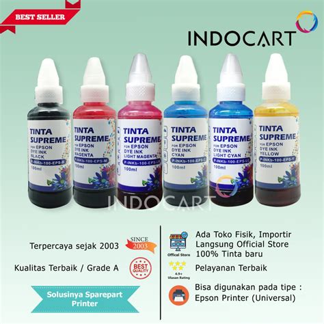 Tinta Refill Printer Epson 100ml Supreme Dye Color Indocart