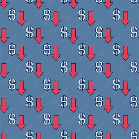 Premium Vector Dollar Devaluation With Falling Arrow Vector Colored Seamless Pattern