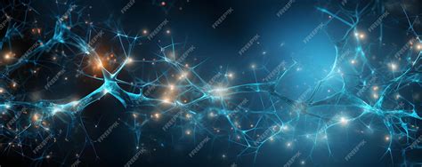 Premium Photo Blue Background With Nerve Cell Neuron System And