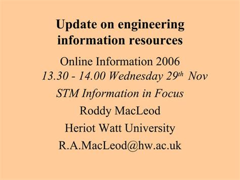 Update On Engineering Information Sources Ppt