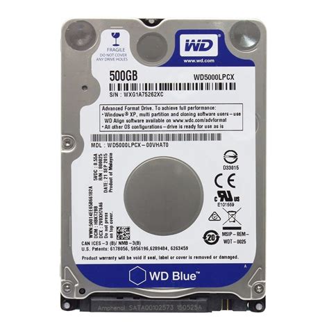 500 GB HDD 2.5 INCH (ฮาร์ดดิสก์โน้ตบุ๊ค) WD BLUE 5400RPM SATA3 (WD5000LPCX)