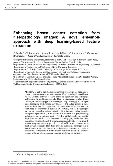 Pdf Enhancing Breast Cancer Detection From Histopathology Images A