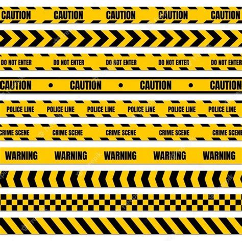 노란색과 검은 색 경찰 테이프 위험 지역 경고 용 프리미엄 벡터