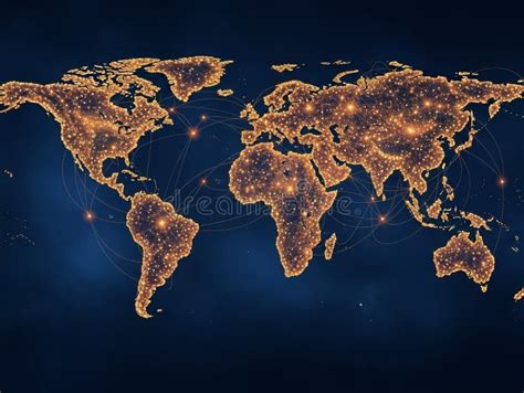 Global Network Connections Illuminated World Map Stock Illustration Illustration Of Countries
