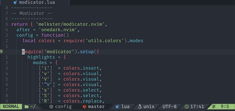 new cursor line number mode indicator plugin modicator nvim r neovim