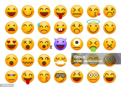 흰색 바탕에 귀여운 이모티콘 세트입니다 격리 된 벡터 일러스트 레이 션 사람 얼굴에 대한 스톡 벡터 아트 및 기타 이미지 사람 얼굴 아이콘 Brand Name