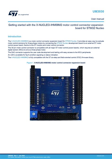 X Nucleo Ihm09m2 Motor Control Connector Board User Manual