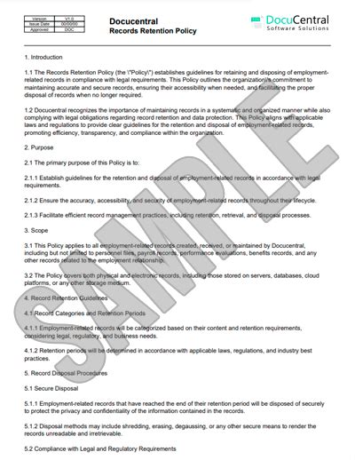 Records Retention Policy Template