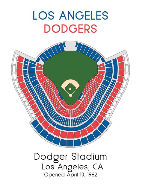 Dodger Stadium Seating Chart Art Print Los Angeles Baseball Map Etsy