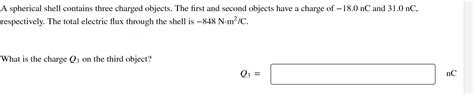 Solved A Spherical Shell Contains Three Charged Objects The