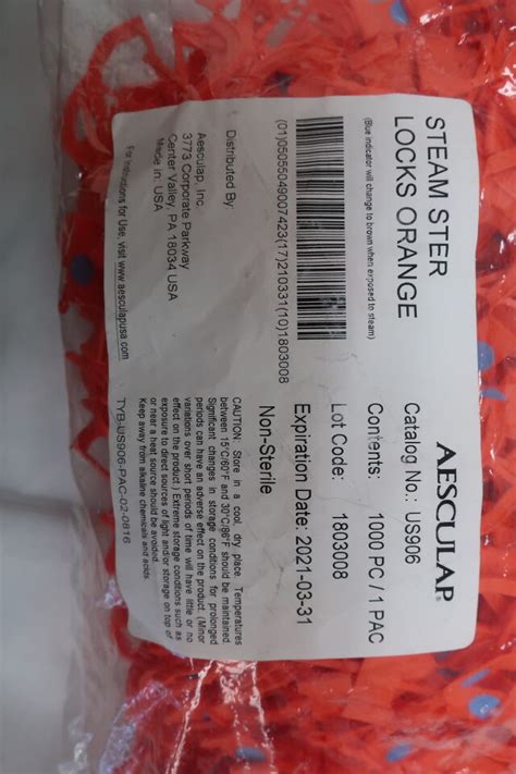 New Aesculap Us906 Tamper Proof Lock Orange Disposables General For