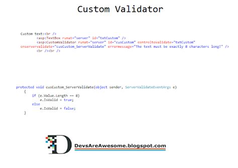 Developers Are Awesome Aspnet Exemple Custom Validator C