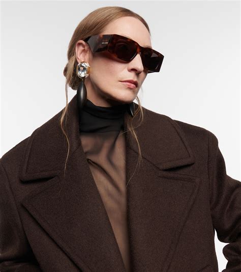Sl 654 Rectangular Sunglasses In Brown Saint Laurent Mytheresa