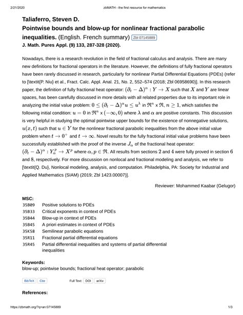 Pdf Review On Pointwise Bounds And Blow Up For Nonlinear Fractional
