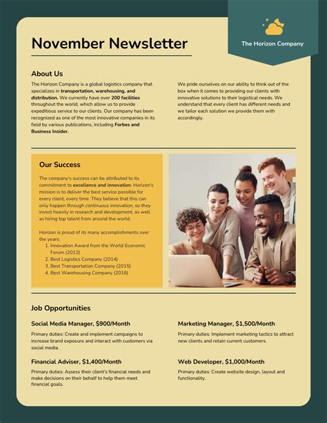 Business Newsletter Examples