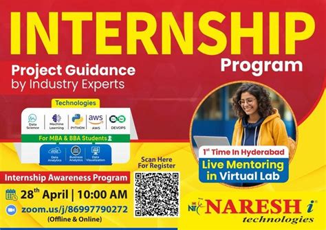 No 1 Free Internship Awareness Program In Naresh I Technologies In Hyderabad 2024