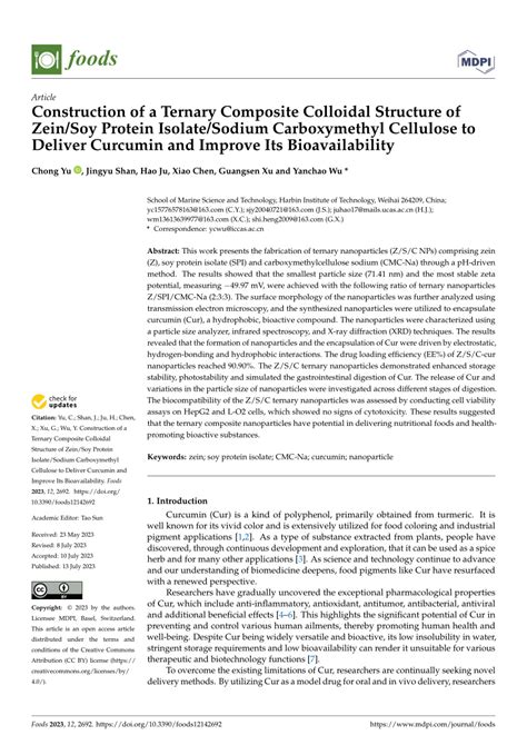 Pdf Construction Of A Ternary Composite Colloidal Structure Of Zein