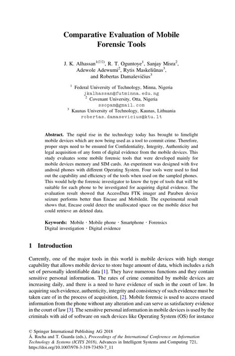 Pdf Comparative Evaluation Of Mobile Forensic Tools